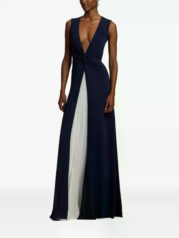 Ralph Lauren Twist Pleated Maxi Evening Dress
