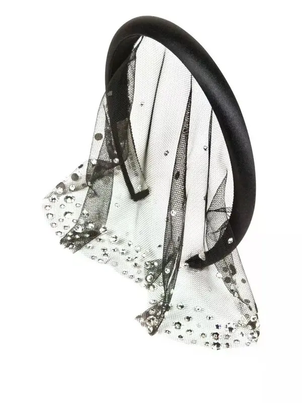 JENNIFER BEHR Crystal Sydney Voilette Hair Accessory - Black