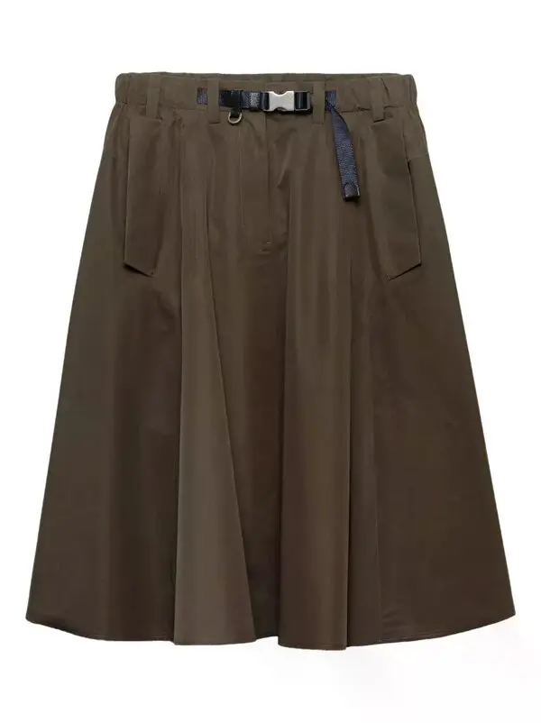 Prada Logo Belted Midi Skirt - Green