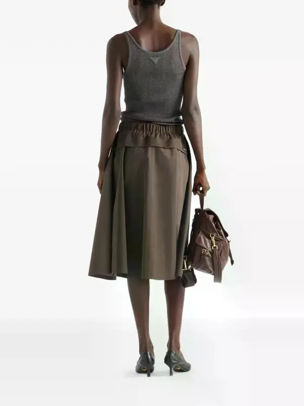 Prada Logo Belted Midi Skirt - Green