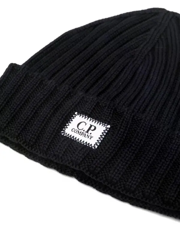 C.P. COMPANY Logo-patch Beanie - Blue