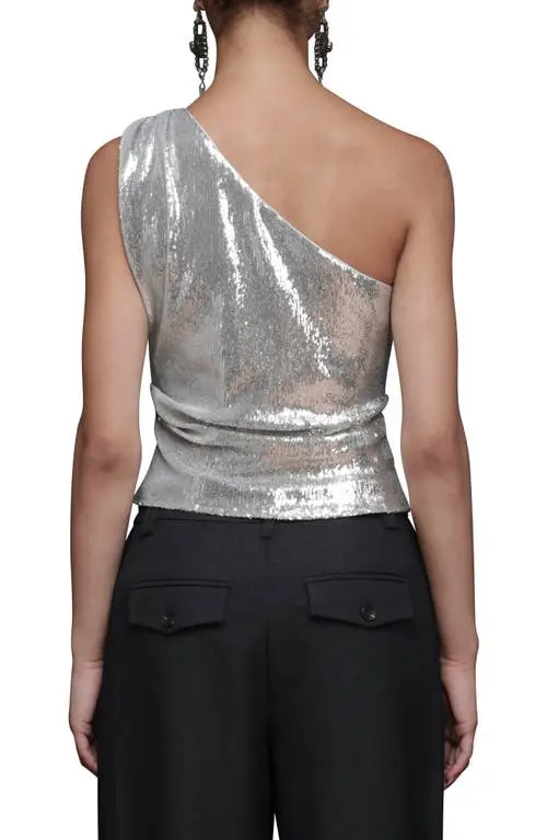Avec Les Filles One-shoulder Sequin Tank Top