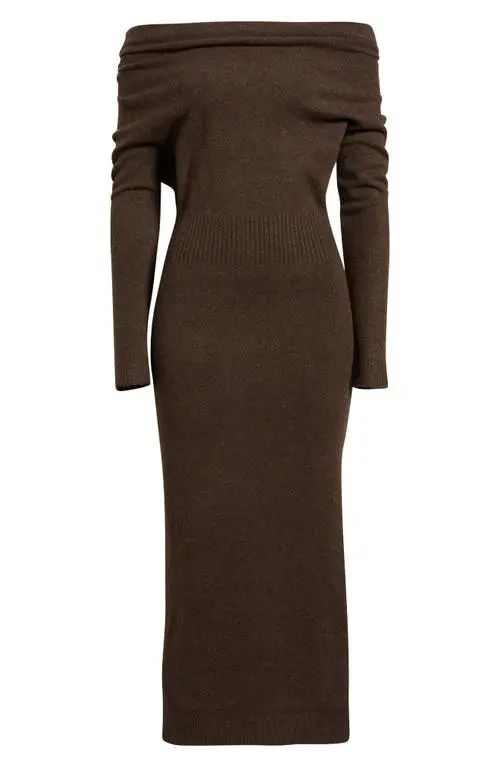 Astr The Label One-shoulder Long Sleeve Sweater Dress - Espresso