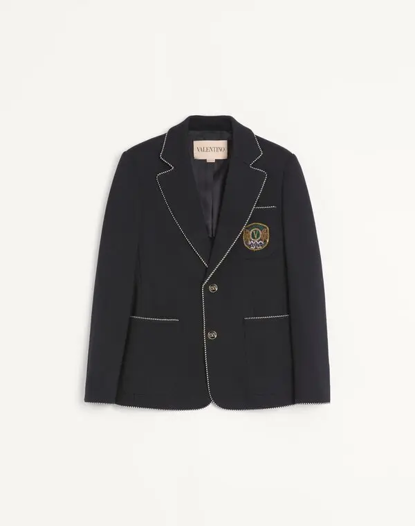 Valentino Garavani Single-breasted Wool Jacket With Patch