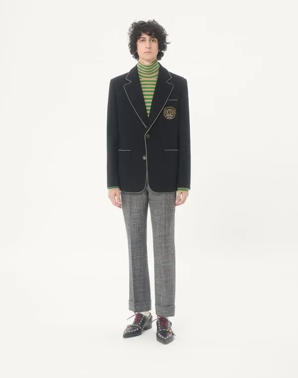Valentino Garavani Single-breasted Wool Jacket With Embroidered Patch