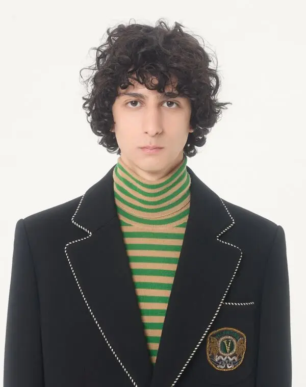Valentino Garavani Single-breasted Wool Jacket With Embroidered Patch