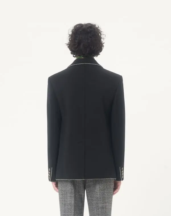 Valentino Garavani Single-breasted Wool Jacket With Embroidered Patch