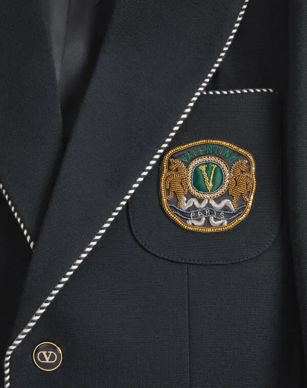 Valentino Garavani Single-breasted Wool Jacket With Embroidered Patch