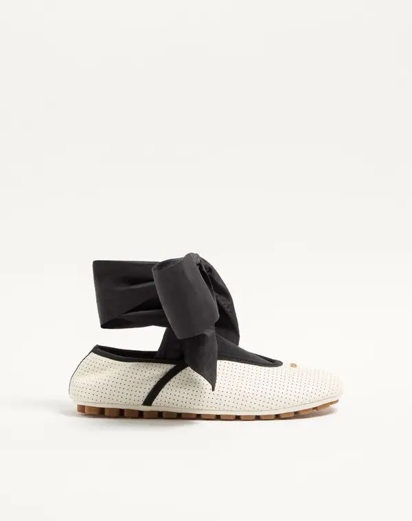 Valentino Garavani Rythmika Perforated Nappa Leather Ballerinas - White