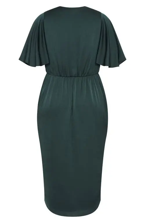 City Chic Sateen Faux Wrap Midi Dress