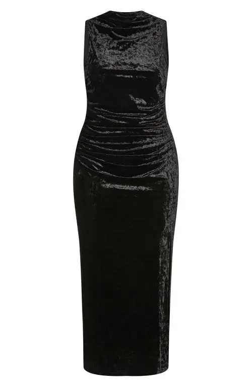 City Chic Aviana Velvet Mock Neck Midi Dress