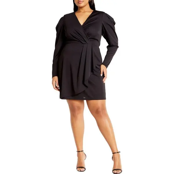 City Chic Freya Iris Faux-wrap Dress