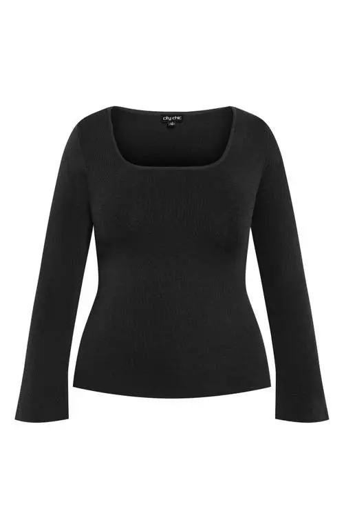 City Chic Brooklyn Ribbed Sweater - Black