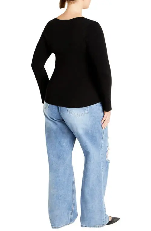 City Chic Brooklyn Ribbed Sweater - Black