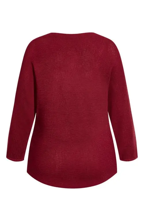 City Chic Romance One-shoulder Sweater - Red