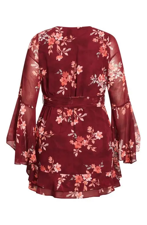 City Chic Danna Print Long Sleeve Faux Wrap Dress