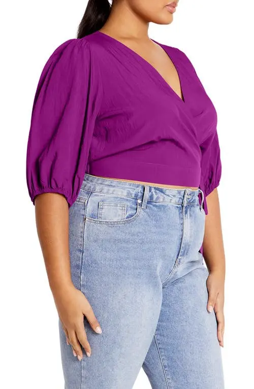 City Chic Faux Wrap Crop Top