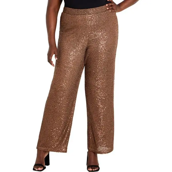 City Chic Nalani Sequin Wide-leg Pants