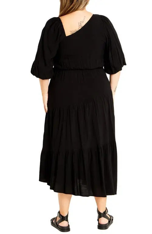 City Chic Asymmetric Ruffle Hem Maxi Dress