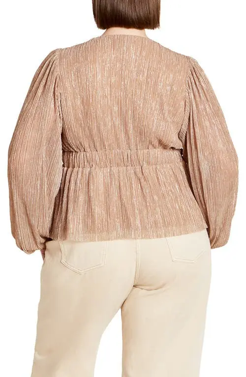 City Chic Metallic Plissé Top