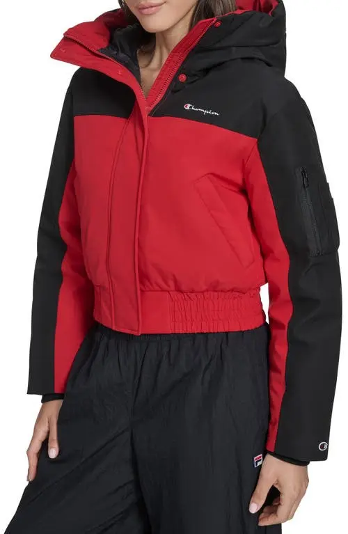 Champion Cropped Ski Bomber Jacket - Black/red