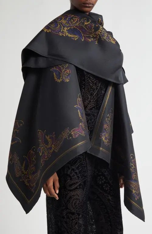 Etro Paisley Cape With Attached Scarf Detail