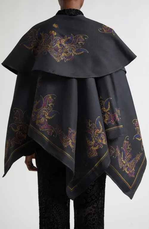 Etro Paisley Cape With Attached Scarf Detail
