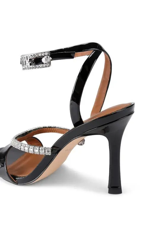Kurt Geiger Crystal-embellished Patent Ankle Strap Sandals - Black