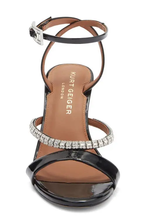 Kurt Geiger Crystal-embellished Patent Ankle Strap Sandals - Black