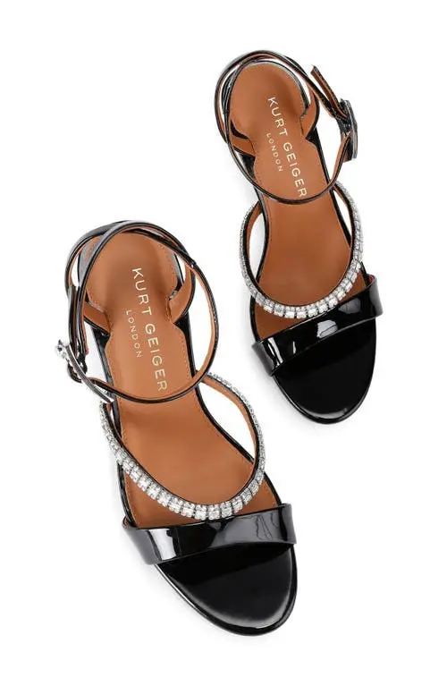 Kurt Geiger Crystal-embellished Patent Ankle Strap Sandals - Black