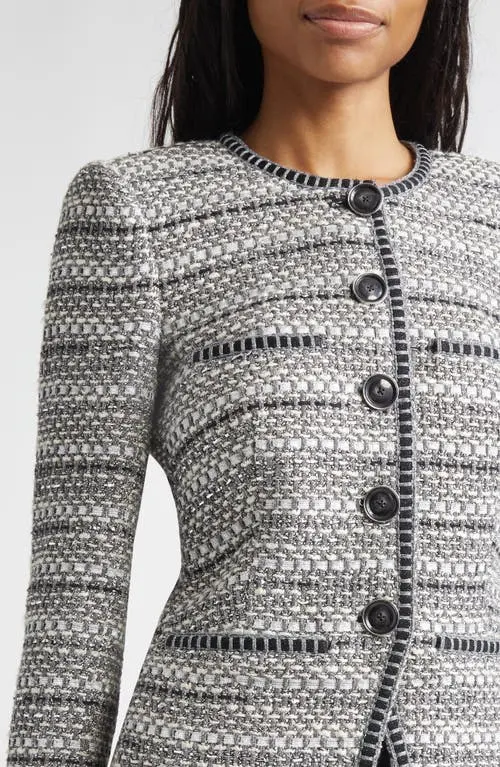 Veronica Beard Alessia Metallic Tweed Cutaway Jacket