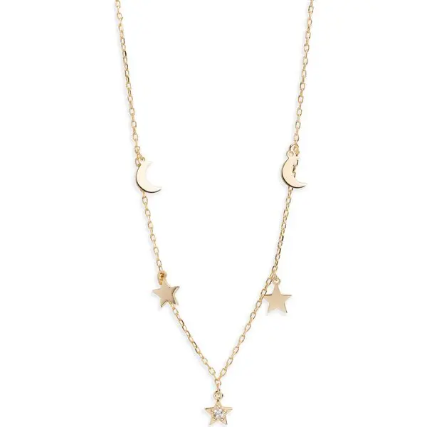 Argento Vivo Star & Moon Charm Necklace - Gold
