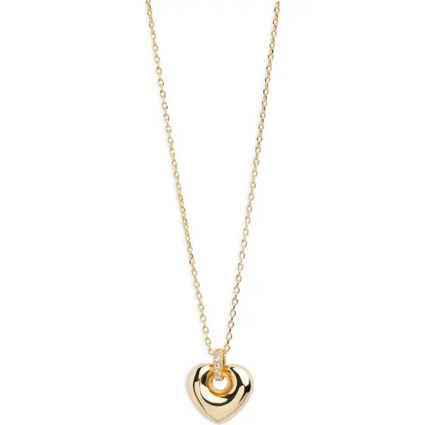 Argento Vivo Mini Puffy Heart Pendant Necklace - Gold