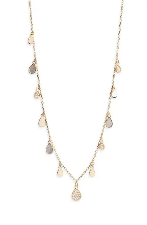 Argento Vivo Mother-of-pearl & Cubic Zirconia Teardrop Charm Necklace - Gold