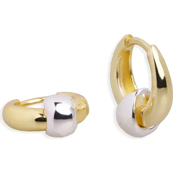 Argento Vivo Interlock Huggie Hoop Earrings - Two Tone