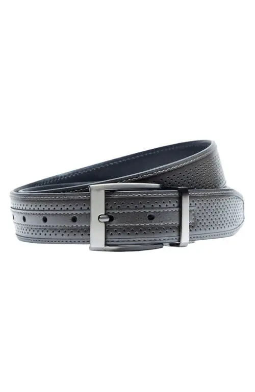 Nike Tour Perforated & Smooth Reversible Leather Belt - Grey/black