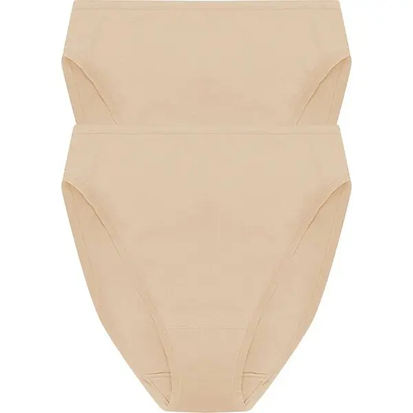 Natori Bliss Bare Cotton High Cut Brief 2-pack - Lt. Mocha