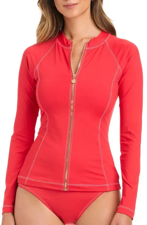 BLEU BY ROD BEATTIE Contrast Stitch Zip-up Rashguard - Golden Gate