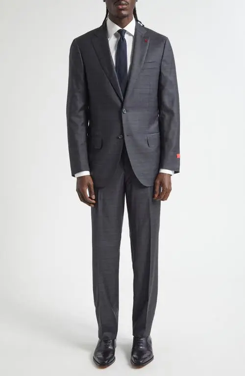 Isaia Sanita Check Super 150s Merino Wool Suit - Grey