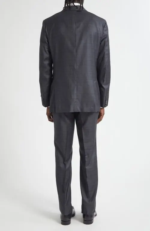 Isaia Sanita Check Super 150s Merino Wool Suit - Grey