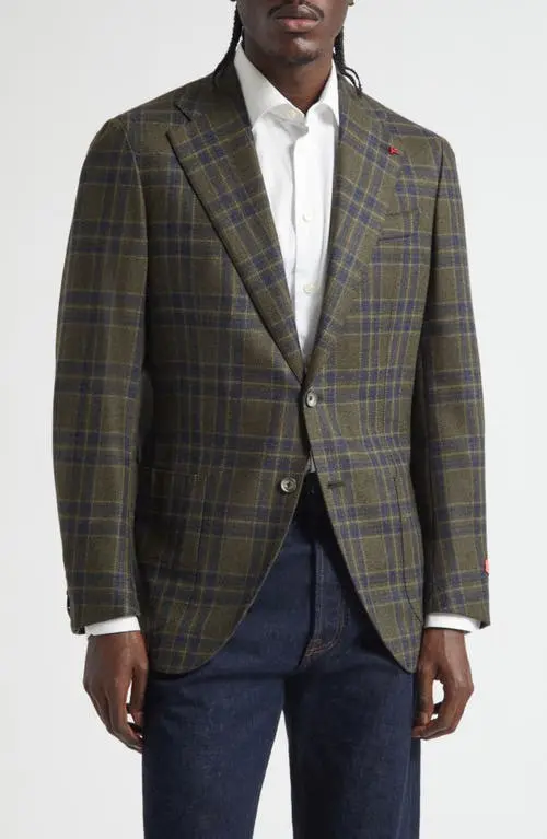 Isaia Marechiaro Plaid Wool & Silk Sport Coat - Green