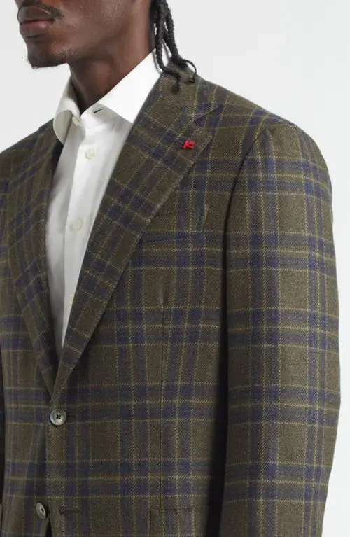 Isaia Marechiaro Plaid Wool & Silk Sport Coat - Green