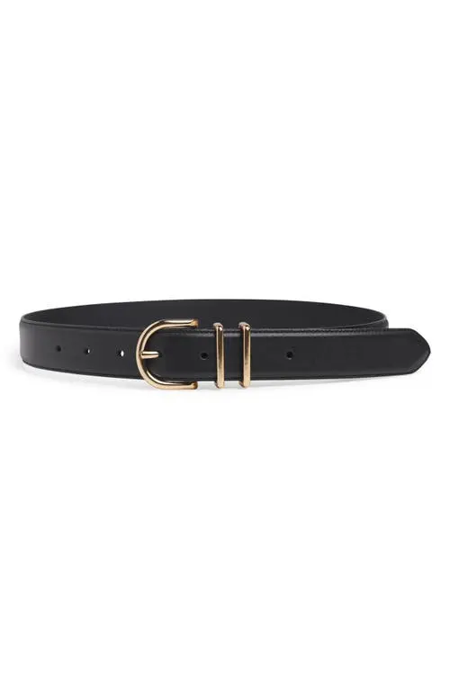 FAVORITE DAUGHTER The Fancy Juni Leather Belt - Black/polished Gold