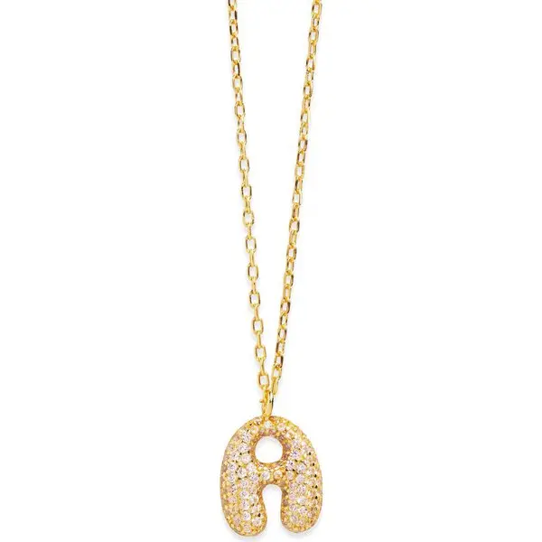 Argento Vivo Cubic Zirconia Initial Pendant Necklace - Gold - A