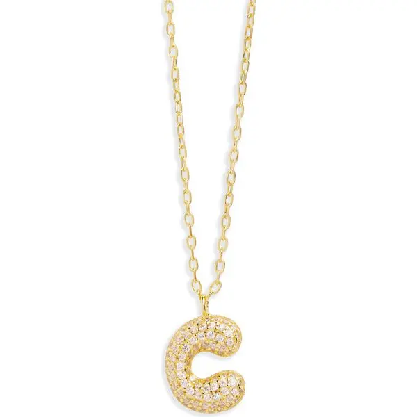 Argento Vivo Cubic Zirconia Initial Pendant Necklace - Gold - C