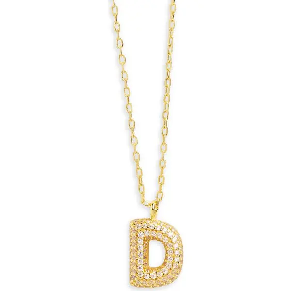 Argento Vivo Cubic Zirconia Initial Pendant Necklace - Gold - D