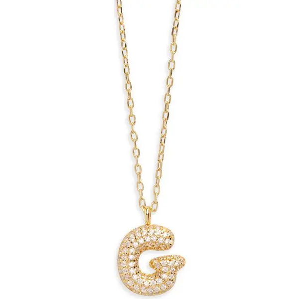 Argento Vivo Cubic Zirconia Initial Pendant Necklace - Gold - G