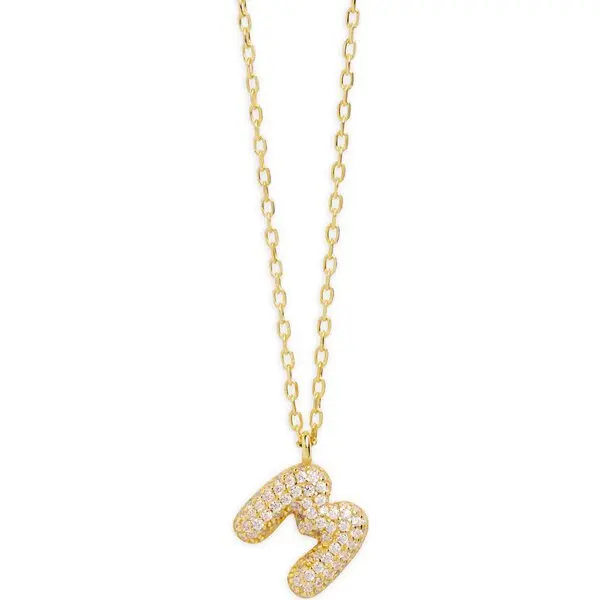 Argento Vivo Cubic Zirconia Initial Pendant Necklace - Gold - M