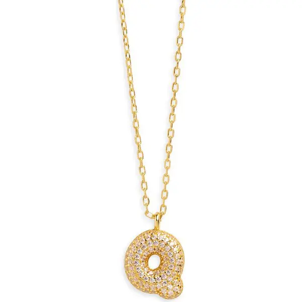 Argento Vivo Cubic Zirconia Initial Pendant Necklace - Gold - Q