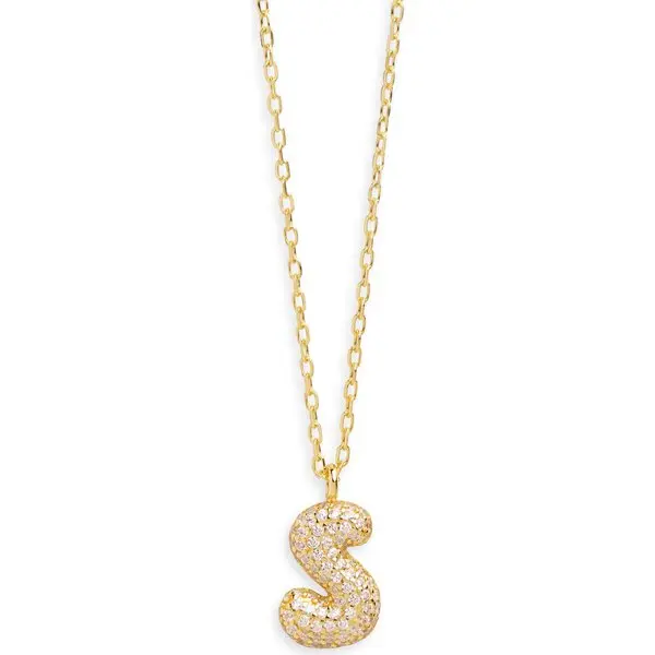 Argento Vivo Cubic Zirconia Initial Pendant Necklace - Gold - S